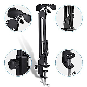 CLOOLC Headphone Stand for Desk - Adjustable Headphone Holder Desk - Space-Saving Headset Holder for Desk - Desk Headphone Hanger with 14in - Black