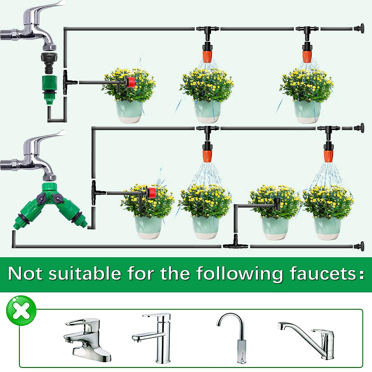 100FT Drip Irrigation Kit Automatic Watering System Drip Irrigation System 100FT 1/4" Blank Distribution Hose DIY Micro Irrigation Kit Saving Water with Adjustable Dripper for Greenhouse Patio Lawn