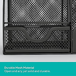 Mindspace Desk Organizer for Office Desk Organizers and Accessories with 6 Compartments + Drawer | The Mesh Collection, Black