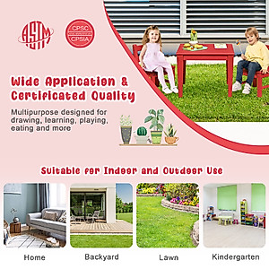 Costzon Kids Chair, 2PCS All-Weather & Heavy-Duty Children Learning Chairs w/Backrest for Playroom, Nursery, Backyard, Garden, Indoor & Outdoor Gift for Boys Girls, Waterproof Toddler Chair (Red)