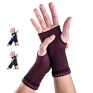 ABYON Wrist Compression Sleeves (Pair) for Carpal Tunnel and Pain Relief Treatment,Wrist Support for Women and Men.Breathable and Sweat-Absorbing carpal tunnel wrist brace (Pink, Medium)