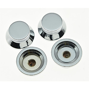 KAISH 4pcs Chrome LP Metal Bell Knobs Push On Guitar Bass Top Hat Knob for 5.8mm Split Shafts