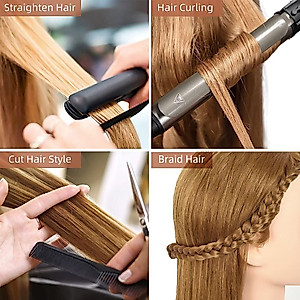 Opini Mannequin Head with Hair 80% Human Hair Straight 26"-28" Doll Head with Hair Cosmetology Mannequin Head Human Hair for Hairdresser (#27 Light brown)