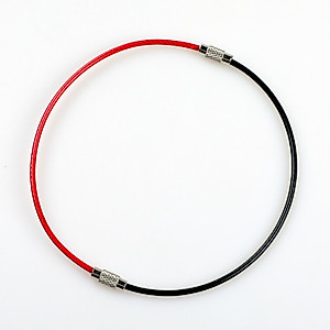 Keychain, 25 Pack of 6.3 Inches Stainless Steel Wire Ring 2mm Cable Loop Rings for Hanging Luggage Tag, Keyrings and ID Tag Keepers (Red)