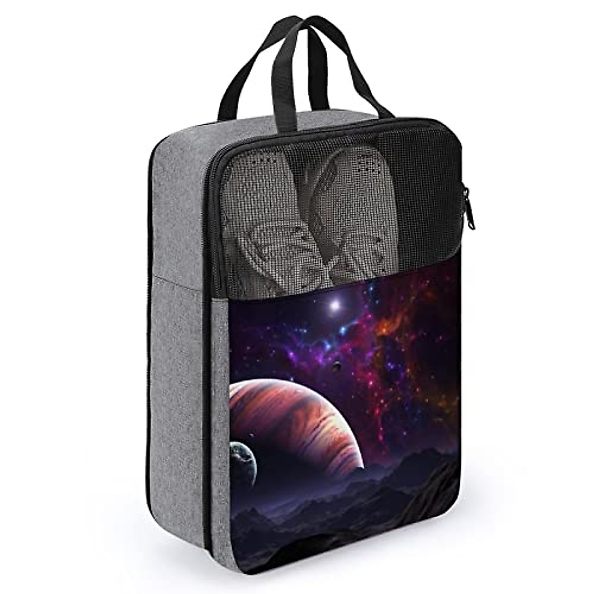 Frcavbin Galaxy Nebula Outer Space Travel Shoe Bag Shoes Carrier with Handle and Zipper Foldable Shoe Puches Organizer for Home storage School starts