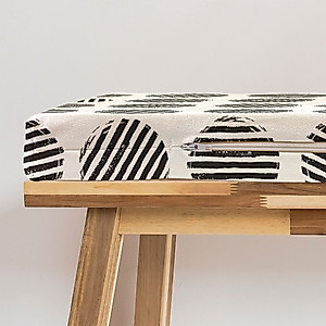 Ambesonne Black and White Bench Cushion, Abstract Classic Modern Style Geometry Pattern with Striped Rounds, Standard Size Foam Pad with Decorative Fabric Cover, 45" x 15" x 2", White and Black