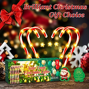 BONLION 24 Pack Christmas Lights Outdoor, 56.5ft Long Solar Candy Cane Lights 8 Modes Christmas Decorations Outside with 144 LED & Bright Star, Waterproof Yard Pathway Outdoor Christmas Decorations