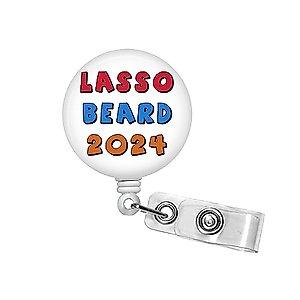 Lasso Beard 2024 Badge Reel, Ted Badge Clip Funny Badge Holder, Retractable Lanyard, NICU LD Nurse Surgery Medical #240