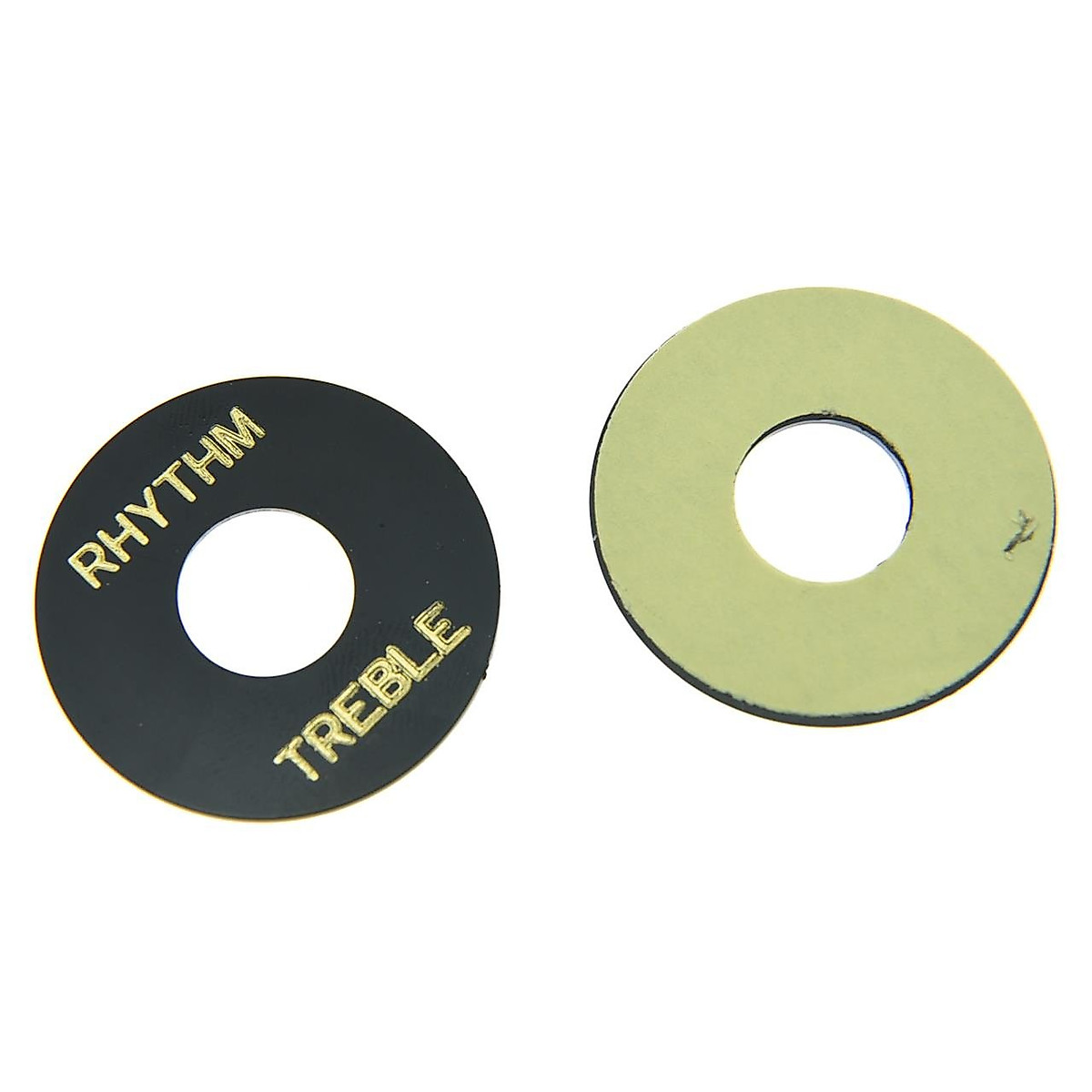 Dopro 2pcs Black with Gold Letter LP Guitar Toggle Switch Washer Plate Rhythm Treble Ring for Les Paul
