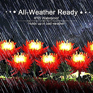 MIKK Solar Garden Stake Flower Lights, 2pack Outdoor Decorative Floral Lights, LED Artificial Waterproof Yard In-Ground Lights Lights for Garden Lawn Patio Backyard.（Pink Chrysanthemum）