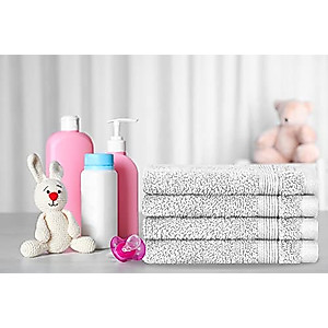 Adobella 12 Luxury Washcloths, 100% Cotton, Super Soft, Absorbent and Quick Drying, Baby and Body Wash Clothes, 13 x 13 inches, Small Fingertip Face Towel for Bathroom, White (Pack of 12)