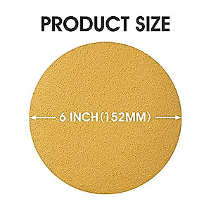 Shawya 100 PCS 6 Inch Gold PSA Sanding Discs 80 Grit Self Adhesive Sticky-Back Sandpaper for DA Sander Automotive Car Paint Woodworking Wood Metal Finishing