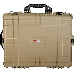 Eylar Extra Large 24 Inch Protective Hard Camera Case, Gear, Equipment, Devices, Monitor Case Waterproof with Foam TSA Standards Tan FDE