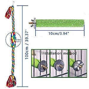 Bird Perch Stand Bird Rope Perch Bird Toys, for Parakeets Cockatiels, Conures, Macaws, Lovebirds, Finches Bird Cage Accessories (3 Pcs)