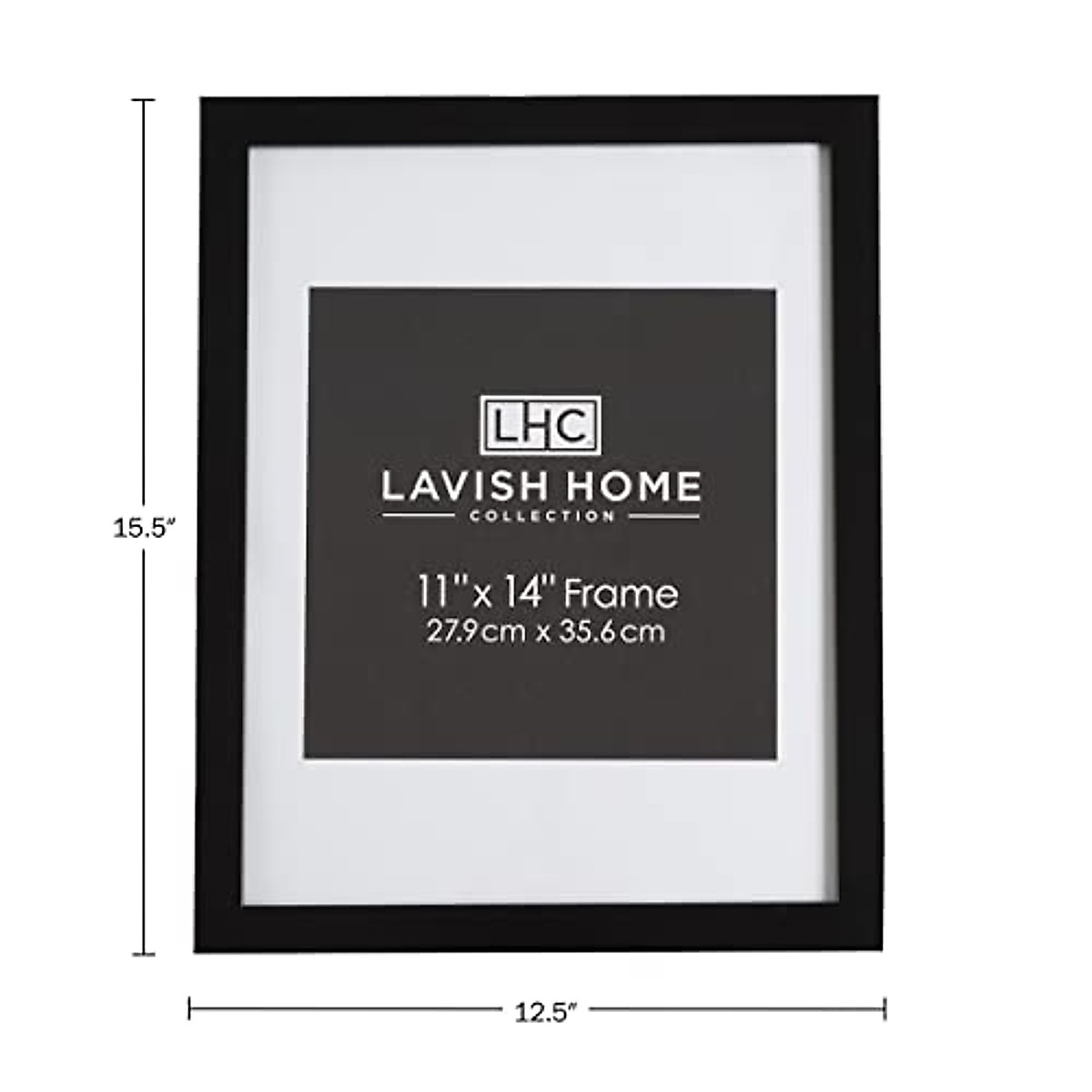 Set of 6 Picture Frames - 11x14 Photo Frame Set with Stand and Hooks for Gallery Wall or Family Portrait - Picture Wall Decor by Lavish Home (Black)