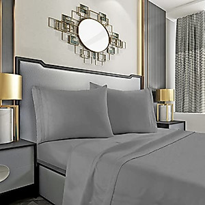 Mocassi Queen Sheet Set - Luxury Hotel 1800 Premier Bedding Sheets & Pillowcases - Ultra Soft Breathable & Cooling Bed Sheets - Deep Pocket - Wrinkle Resistant - 4 Piece Set - Queen, Gray