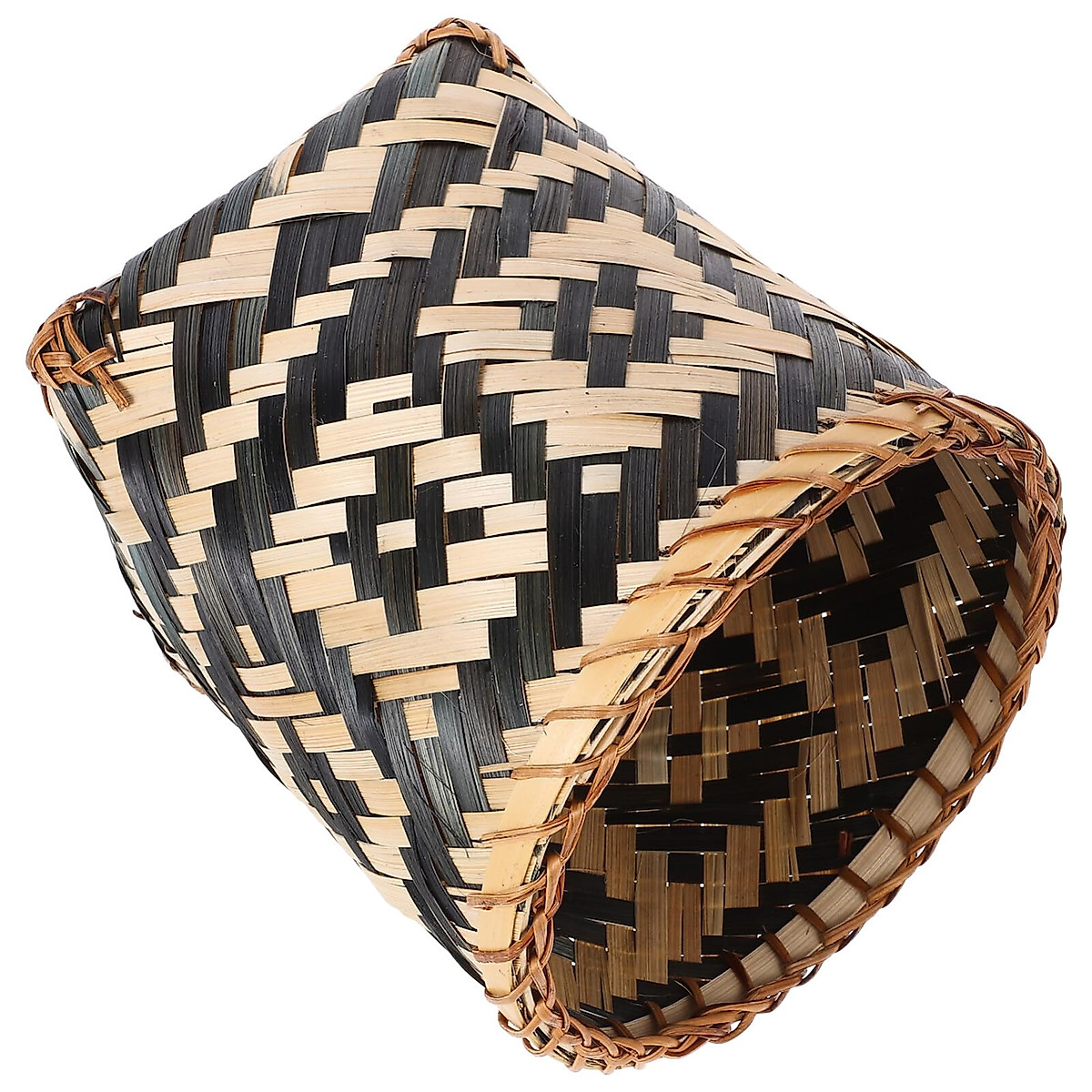 MAGICLULU Bamboo Trash Can, Woven Waste Basket Decorative Wicker Basket 8 Inch Boho Rubbish Bin Woven Pot Bamboo Vase Garbage Can Office Rattan Weaving Basket