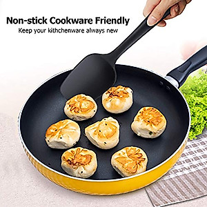 Spatulas Set of 6, Food Grade Silicone Spatulas, Rubber Spatulas Heat Resistant, Seamless One Piece Design, Stainless Steel Core, Kitchen Utensils Nonstick for for Cooking, Baking and Mixing (Black)