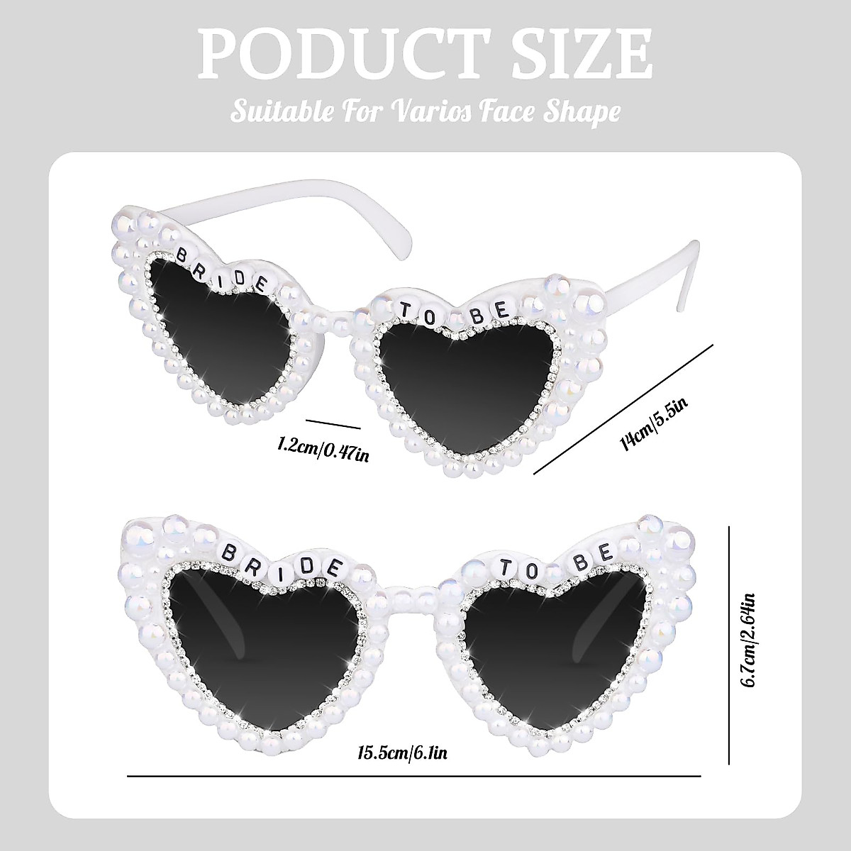 Bride Sunglasses for Bachelorette - White Glasses with rhinestone for Bridesmaid Sunnies, Bride to Be Gift, Bachelorette Accessories Party Favors