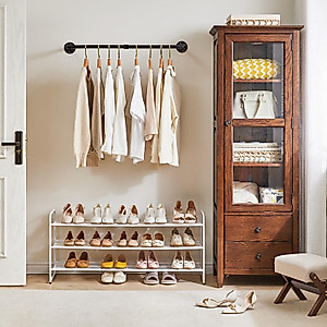 YMYNY Freestanding Shoe Racks, 3 Tiers Stackable & Adjustable Shoe Storage Shelf, Extra Large Capacity Shoe Organizer Stand for 20-24 Pairs, for Entryway, Closet, Bedroom, White, 42.9" L, UHXJ302W