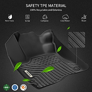 OEDRO Floor Mats Fit for 2013-2016 Ford Fusion Energi/Titanium/Lincoln MKZ, Unique Black TPE All-Weather Guard Includes 1st and 2nd Row: Front, Rear, Full Set Liners