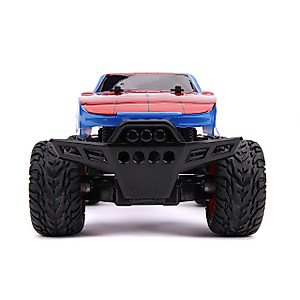 Jada Toys Marvel Spider-Man Dodge Charger Daytona 4x4 Elite R/C with Turbo Boost USB Charging and Batteries Included (30761), Blue, Red