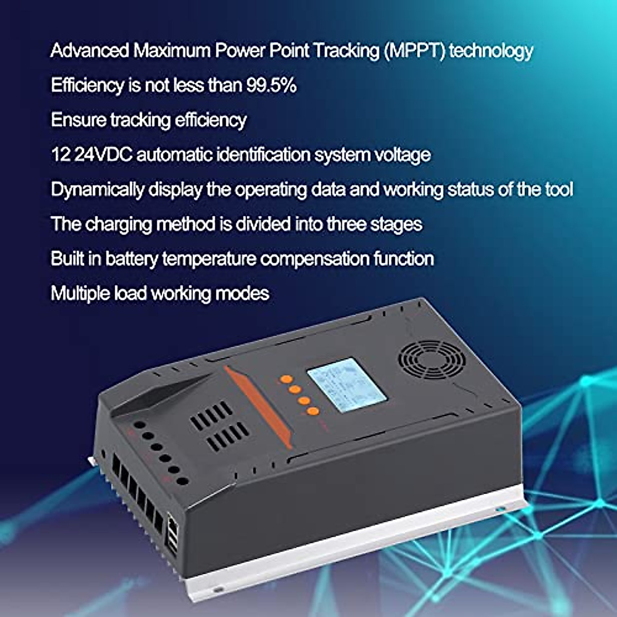 Wene K100 MPPT Solar Controller, 100A Solar Panel Charging Regulator with Screw for Outdoor Monitoring for Communication Base Station