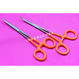 German Stainless 6.25" Pean Locking Hemostat Forceps (Straight + Curved) Cynamed Brand …