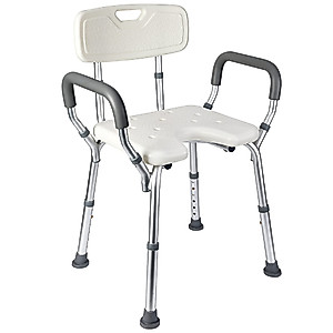 U Shower Chair Seat for Senior up to 350lb Capacity with Padded Armrests for Bathtub Slip Resistant Shower Seat Adjustable Height Shower Chair