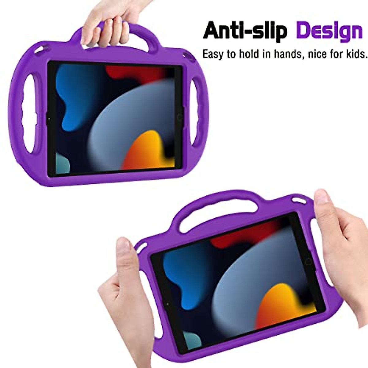 AVAWO Kids Case for iPad 10.2 9th & 8th & 7th Generation, iPad 10.2 2021/2020/2019 Case - with Shoulder Strap - Light Weight Shock Proof Handle Stand Kids Friendly Case for All iPad 10.2 inch, Purple