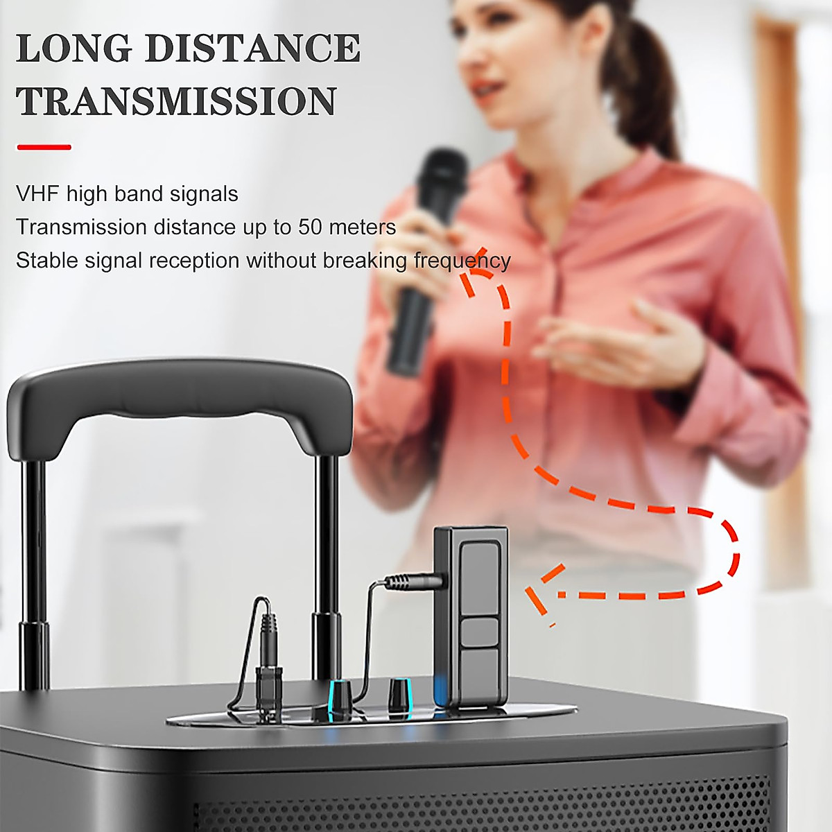 Acogedor Wireless Microphone, VHF Universal Handheld Cordless Mic Amplification with USB Receiver, Plug and Play for Karaoke Singing, Wedding, Speech