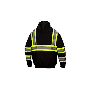 Pyramex Safety RSZH34 Series Enhanced Visibility Black Sweatshirt ANSI Type 0 Class 1 with reflective contrasting tape