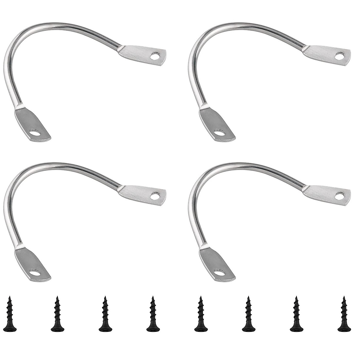 WHYHKJ 4PCS Metal Tray Handles Rustic Metal Handles with Screws for Wooden Serving Trays, Coffee Ottoman Tray Holder, Farmhouse Wood Box, Cutting Board in Kitchen Organization