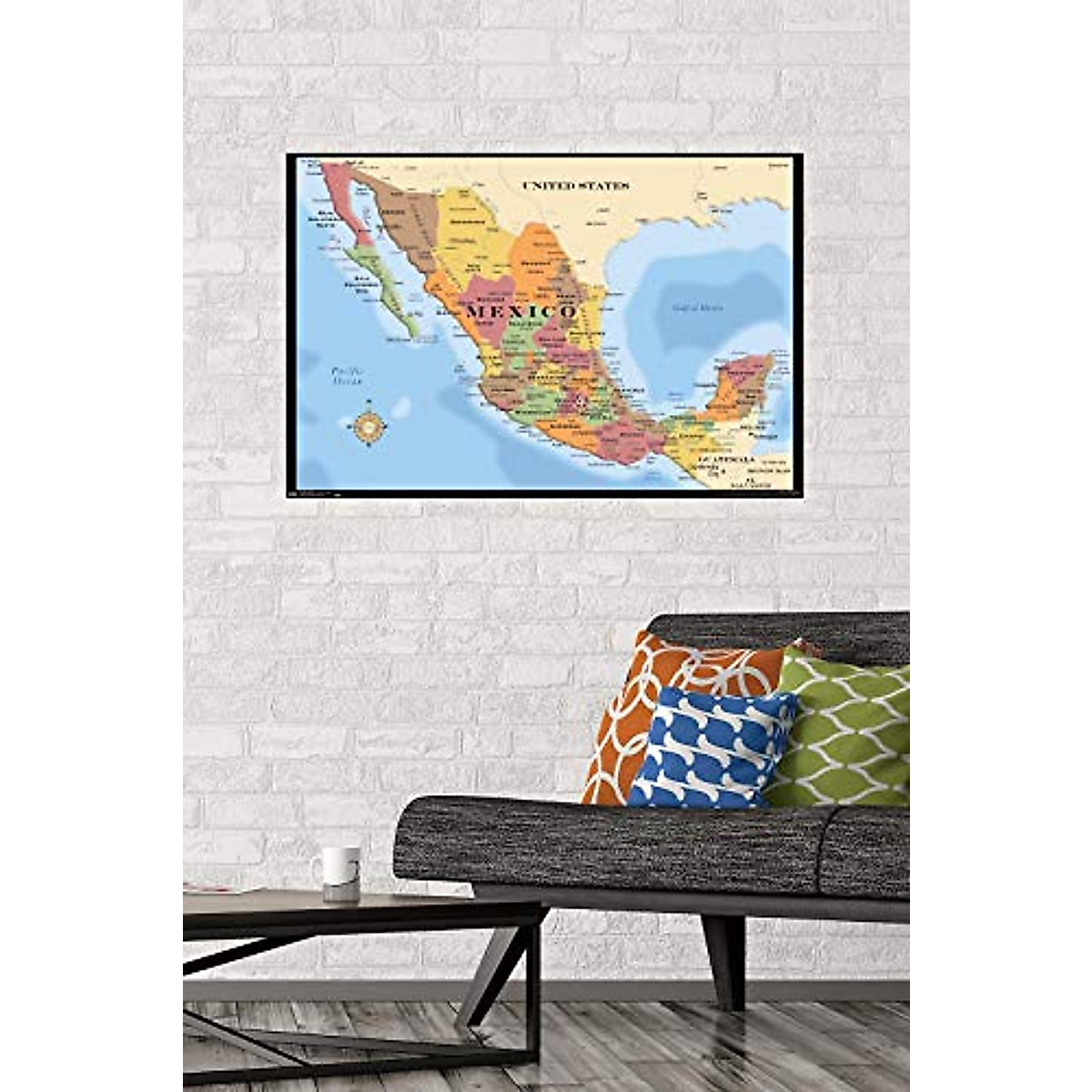 Trends International Map - Mexico Wall Poster, 22.375" x 34", Unframed Version