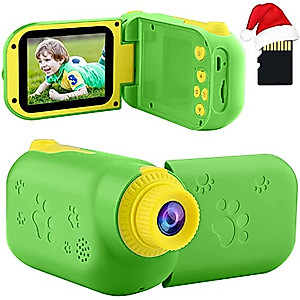 GKTZ Children Video Camera - Kids Digital Camera Toddler Toy Camcorder Birthday Gifts for Boys and Girls Age 3 4 5 6 7 8 9, 12MP Kids Video Recorder with 32GB SD Card - Green
