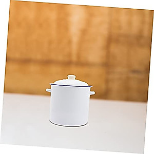 SECFOU Enamel Bucket Ceramic Cookware Cookwear White Buckets Water Bucket with Cover Rustic Rice Storage Container Home Water Bucket Water Bucket Enamel Water Bucket Home Bucket Enamel