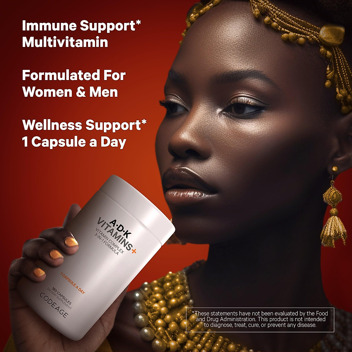 Codeage Vitamin ADK, 6-Month Supply 1 Capsule Per Serving, Immune, Bone & Heart Support, Fat Soluble Vitamins A, Vitamin D3 5000 IU, Vitamin K1 & K2 (MK4 & MK7), A D K Vitamin Supplement, 180 Capsules