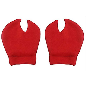 Lobster Antenna Headpiece With Eyeballs, Crab Claws Gloves Headband Mitt Kit - Crawfish Costume Accessories Set Red, One Size