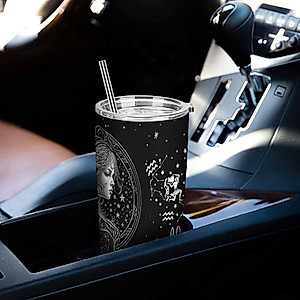 BEOIIBIRD Aquarius Zodiac Tumbler Gifts, 20oz Glaze Stainless Steel with Lid and Straw Water Bottles Insulated Coffee Mug, Beverage Cup for Teen Women Men in Home Office Car Travel
