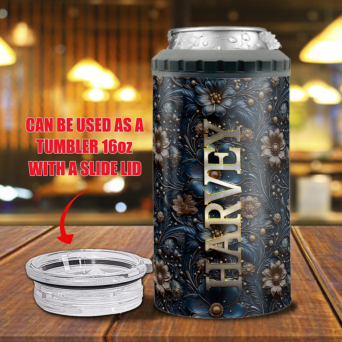 Personalized Horse Can Cooler 4 in 1 Holder Cup with Lid Customized Name 16oz Beer Drinking Gifts for Women Men Girl Birthday Father's Day Mother's day