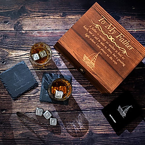 Birthday Gifts for Dad from Daughter - Son - Engraved ' To My Father ' Whisky Glass Gift Set - Dad Birthday | Fathers day