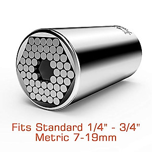 Universal Socket, Self-adjusting Socket Fits Standard 1/4'' - 3/4'' Metric 7mm-19mm, Adapter Socket for Wrench Ratchet & Power Drill, Tools Gifts for Men Him Husband Dad Father DIY Handyman Women