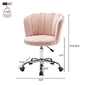 Recaceik Velvet Home Office Chair, Modern Adjustable Swivel Shell Desk Chair for Living Room Upholstered Cute Vanity Chair with Wheels, Comfy Task Chair Accent Chair for Living Room
