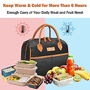 Tirrinia Lunch Bag Women Box Insulated Men Lunchbox Adults, Insulated Bag women Box Freezable Adult Cute Large Tote Cooler, Lunch Women Bag for Work, Picnic, Best Independence Day Gift, Black