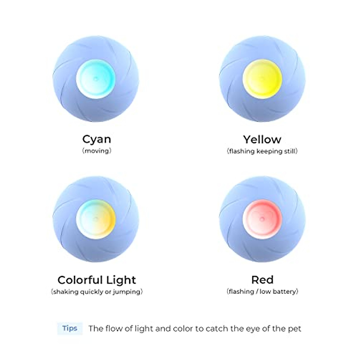 Cheerble Intelligent Toy Ball with [3 Interactive Modes], LED Lights, Wicked Ball SE, Made of Natural Rubber, Active Rolling Ball for Dog/Puppy/Small/Medium Dogs and Cats, DC Rechargeable