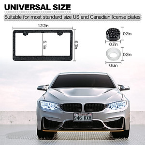 FIISFIIS Bling License Plate Frame for Women,2 Pack Premium Stainless Steel Rhinestone License Plate Holder,Handmade Glitter Crystal Diamond Girl Lincense Plate Tag Cover,Bedazzled Sparkly-Black