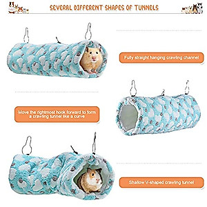 2 Pieces Small Pet Cage Hammock Hanging Tunnel for Small Animals Hanging Bed Cage Guinea Hammock Cage Accessories for Ferret Rat Chincilla Hammock Sleeper Cage Accessories Set (Green, Heart)