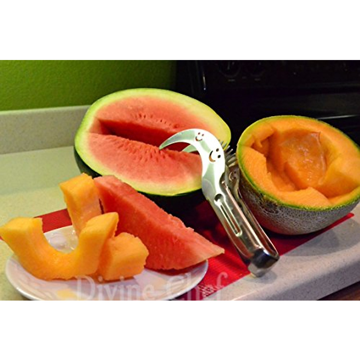 As Seen On TV Watermelon Slicer & Corer by Divine Chef | Satisfaction Gaurantee! | Cut Watermelons quickly, and easily without the mess