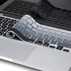 Kuzy - Gray Ombre Colors Keyboard Cover Silicone Skin for MacBook Pro 13" 15" 17" (with or w/Out Retina Display) iMac and MacBook Air 13" - Mix Grey Ombre