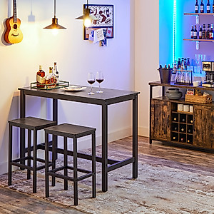 VASAGLE Bar Table Set with 2 Bar Stools and Microwave Stand (ULBT015B04)